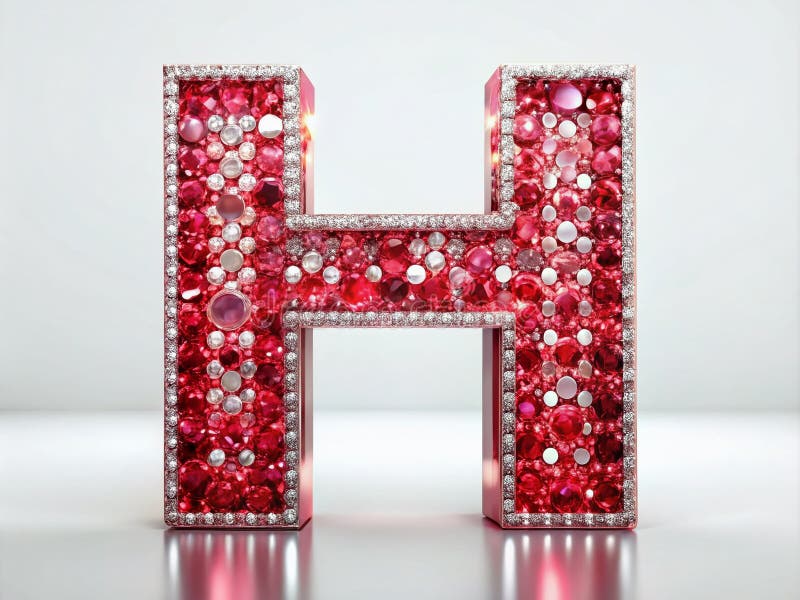 Sparkling Ruby-Encrusted 3D Letter H: a Stunning Display of Opulence ...