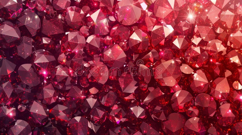 Sparkling Ruby Gemstone Background with Glittering Geometric Shapes for ...