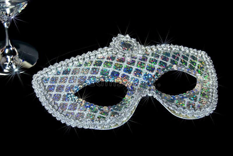 Sparkling Sequin Silver Mask Stock Image - Image of sparkling ...