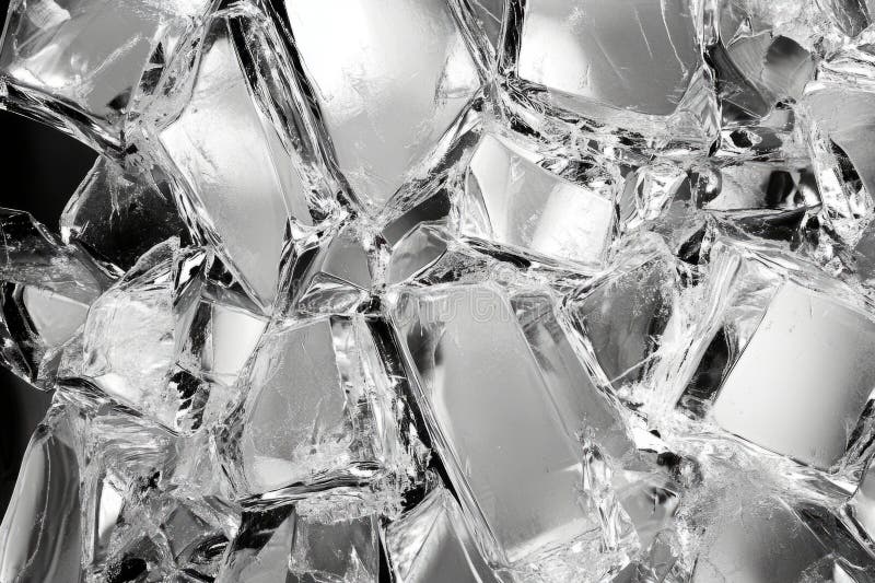 Sparkling Shards of Broken Ice Creating an Abstract Texture on a Black Background Stock Photo ...