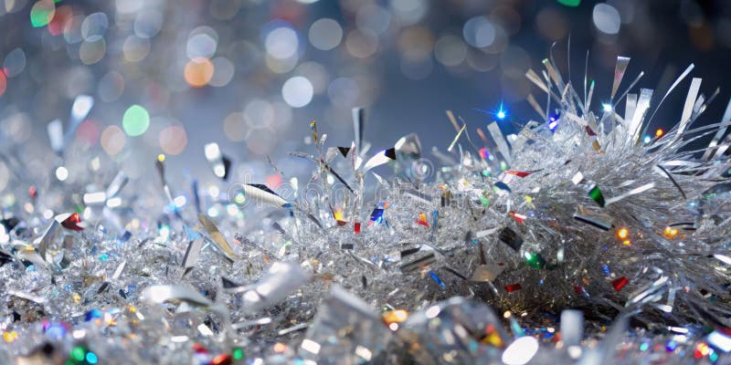 Sparkling Silver Confetti and White Tinsel Silhouette Festive ...