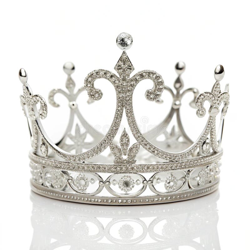 Sparkling Silver Crown Isolated on White Background Stock Illustration ...