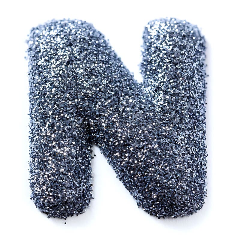 Sparkling Silver Glitter Letter N Festive Alphabet Design Element Stock ...