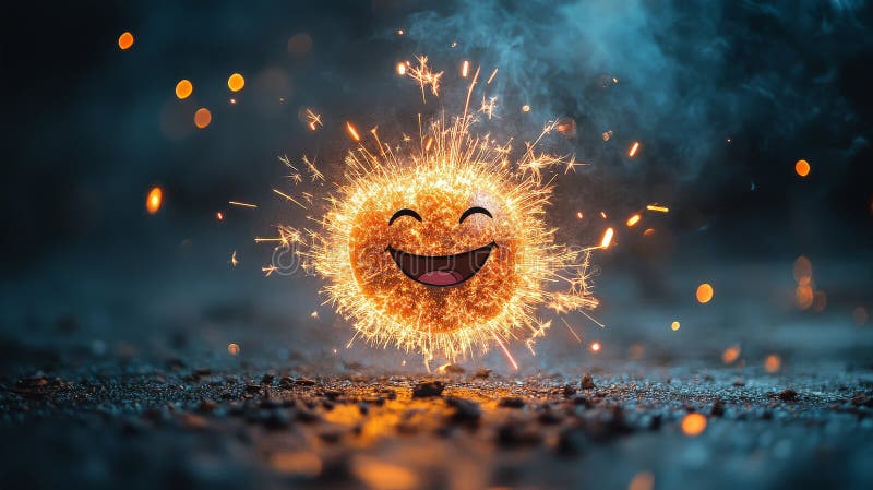 Sparkling Smiley Face with Firework Effects Stock Photo - Image of ...