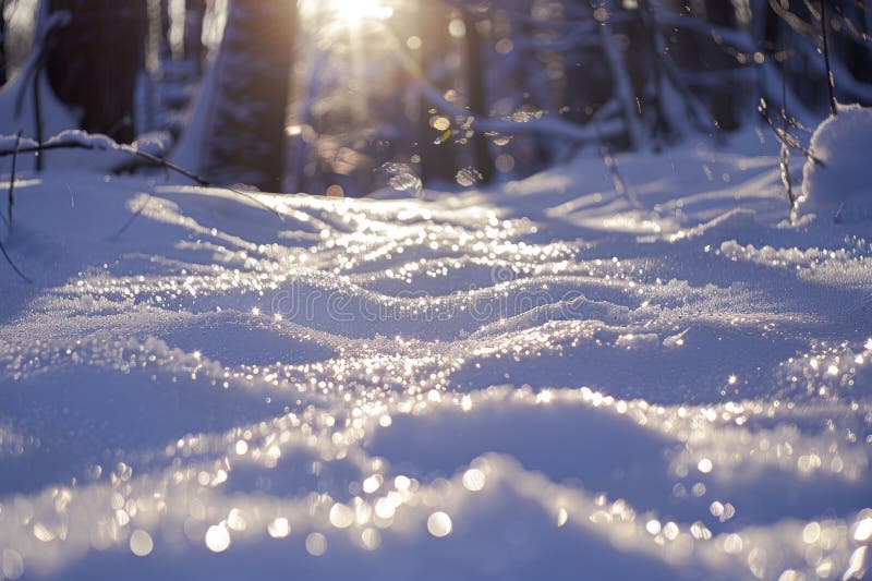 Sparkling Snow Cover on a Sunny Winter Day with Light Reflecting on the ...