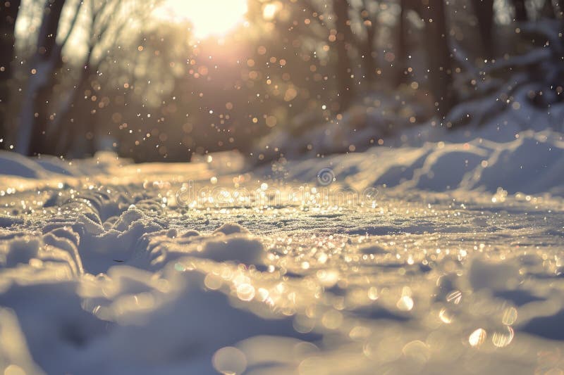 Sparkling Snow Cover on a Sunny Winter Day with Light Reflecting on the ...