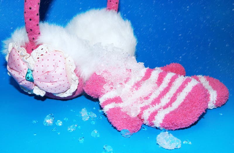 Sparkling snow on mittens stock image. Image of blue - 35943815