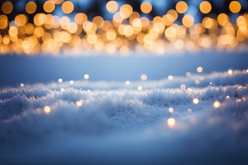 Sparkling Snow Surface Yellow Lights on Background Stock Illustration ...