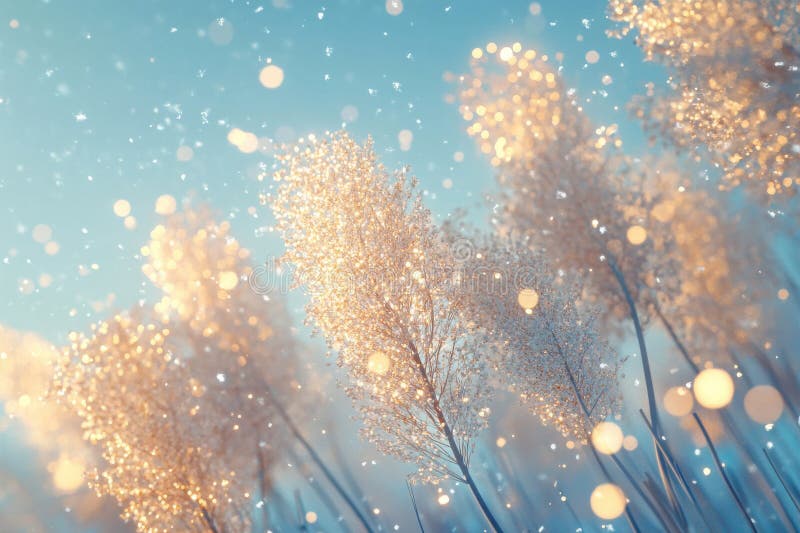 Sparkling Snowfall Effect with Glowing Particles and Light Blue ...