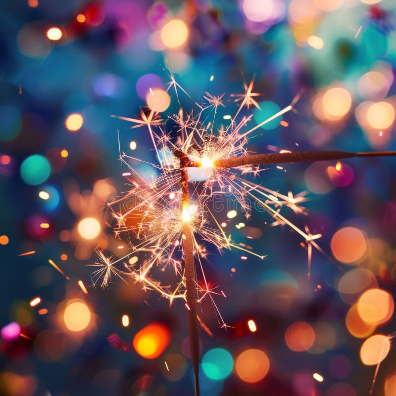 Sparkling Sparklers Against a Background of Festive Lights Stock ...