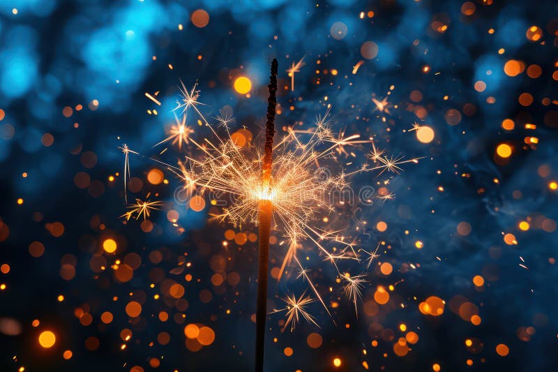 Sparkling Sparklers and Bokeh Lights Extreme Closeup. Generative AI ...