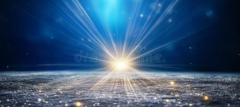 Sparkling Stage Surface Illuminated by Blue Stage Lights, Abstract ...