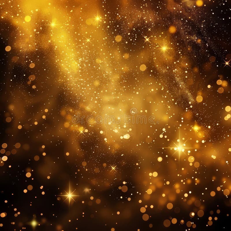 Sparkling Stars Light Up Bright Gold Winter Sky for Celebration Stock ...
