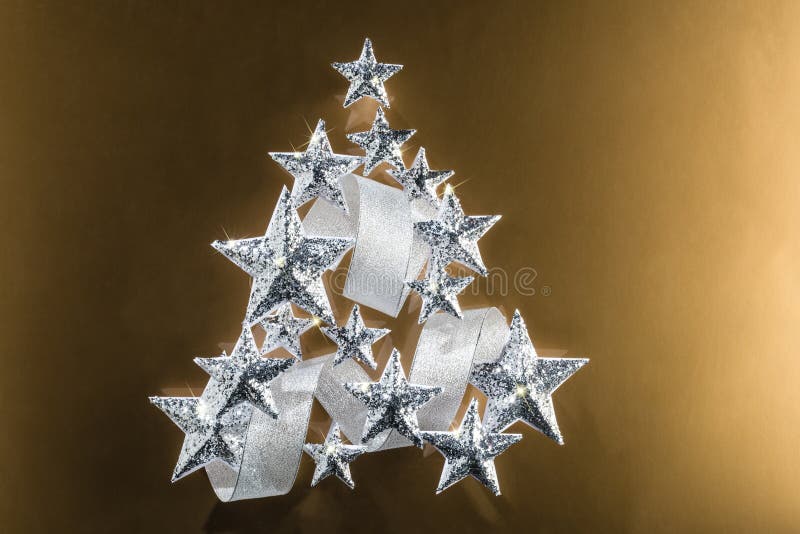Sparkling Stars and Silver Ribbon Stock Photo - Image of design, post ...