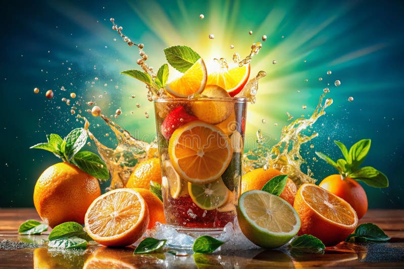 A Sparkling Summer Symphony Double Exposure of Refreshing Soda and ...