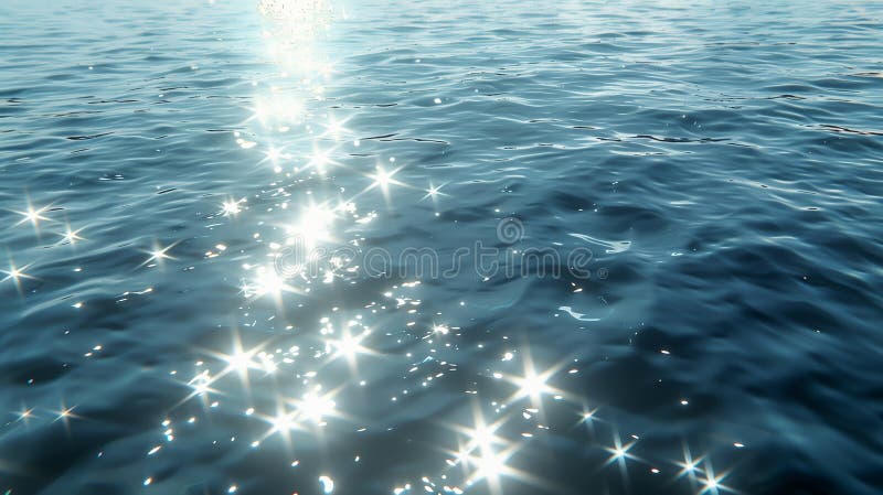 Sparkling Sunlight Reflections on Calm Ocean Water Stock Illustration ...