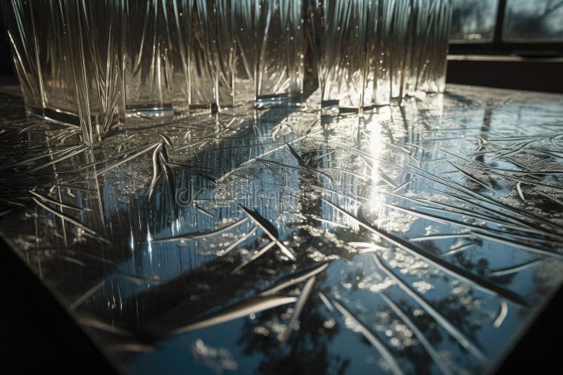 Sparkling Surface of Glass Being Reflected in the Sunlight Stock ...