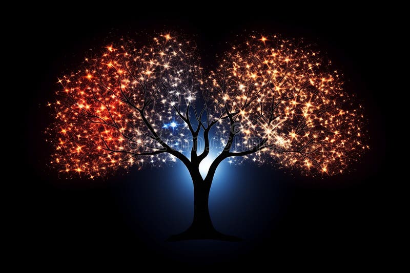 Sparkling Tree of Lights stock illustration. Illustration of vibrant ...