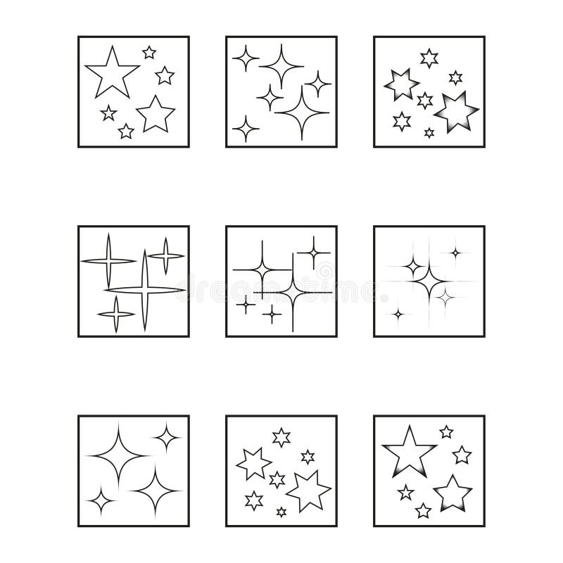 Sparkling and Twinkling Icons Set. Vector Illustration. EPS 10 Stock ...