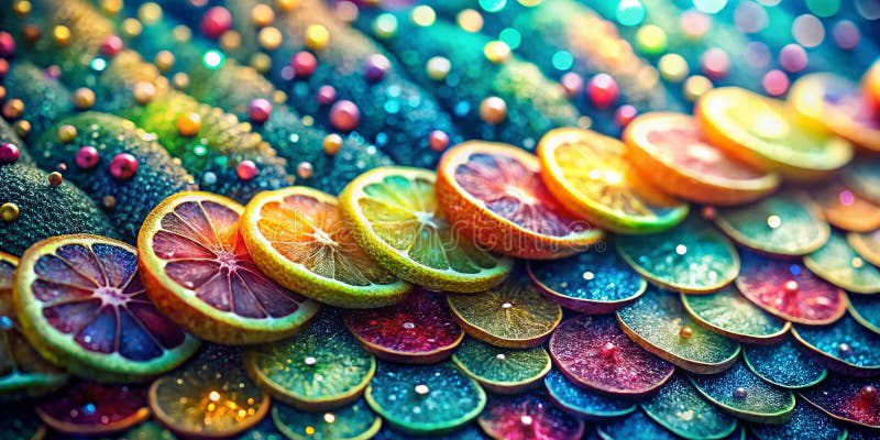 Sparkling Underwater Fruit Pattern a Magical MermaidInspired Glitter ...