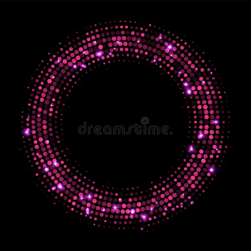 Sparkling Violet Ring Isolated on Black Background. Vector Luxury Frame ...