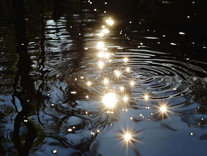 Sparkling Water, Sunlight Reflections, Ripples, Golden Light ...