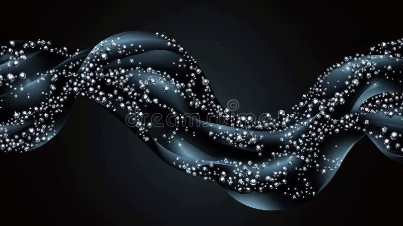 Sparkling Wave of Diamonds on Black Background Stock Image - Image of ...