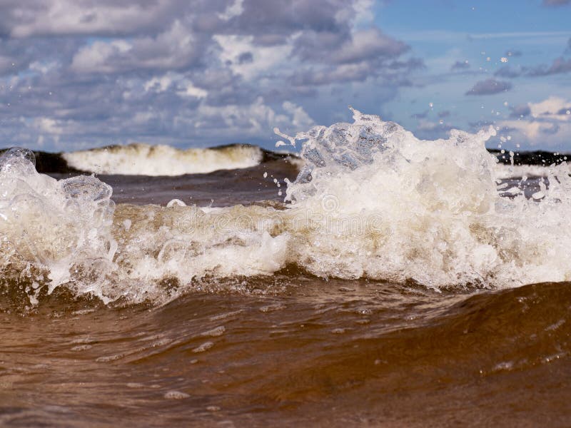 Sparkling Waves, Clouds and Sea in the Background Stock Image - Image ...