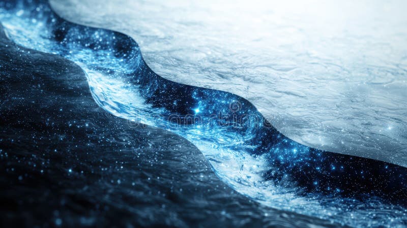 Sparkling Waves of a Deep Blue Ocean Stock Illustration - Illustration ...