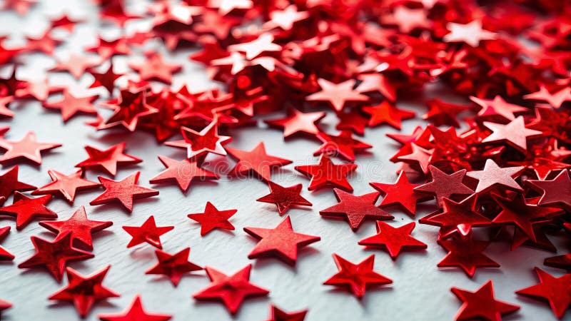 Sparkling White Background with Red Star Confetti a Festive Food ...