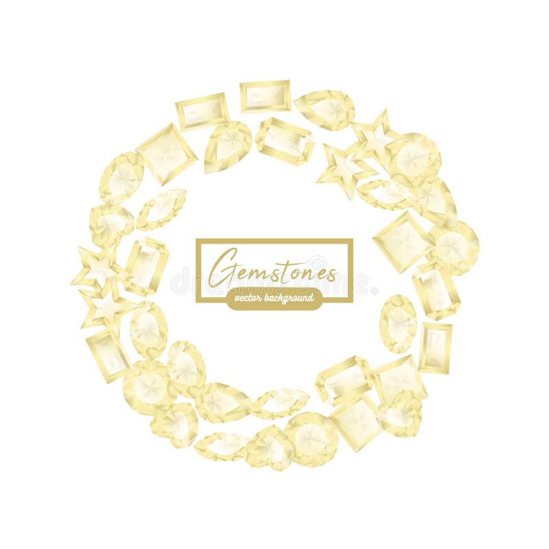 Sparkling White Gemstones Different Shaped Round Frame, Border with ...