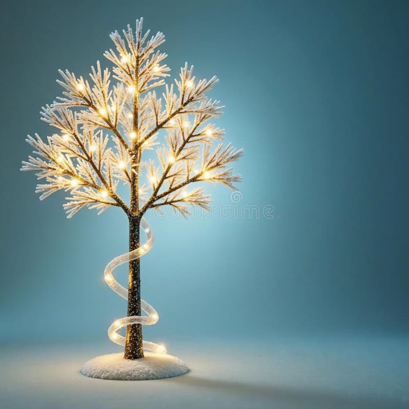 Sparkling White Lights Wrapped Around a Slender Silver Tree Tree ...