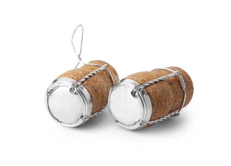 Sparkling Wine Corks with Muselet Caps on White Background Stock Image ...