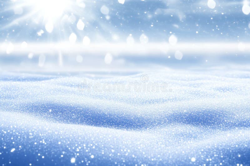 Sparkling Winter Snow Landscape with Sunlight and Bokeh Effect. Stock ...