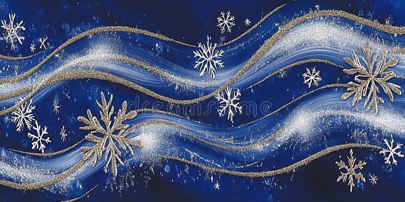 Sparkling Winter Snowflakes Blue Gold Glitter Festive Background Stock ...