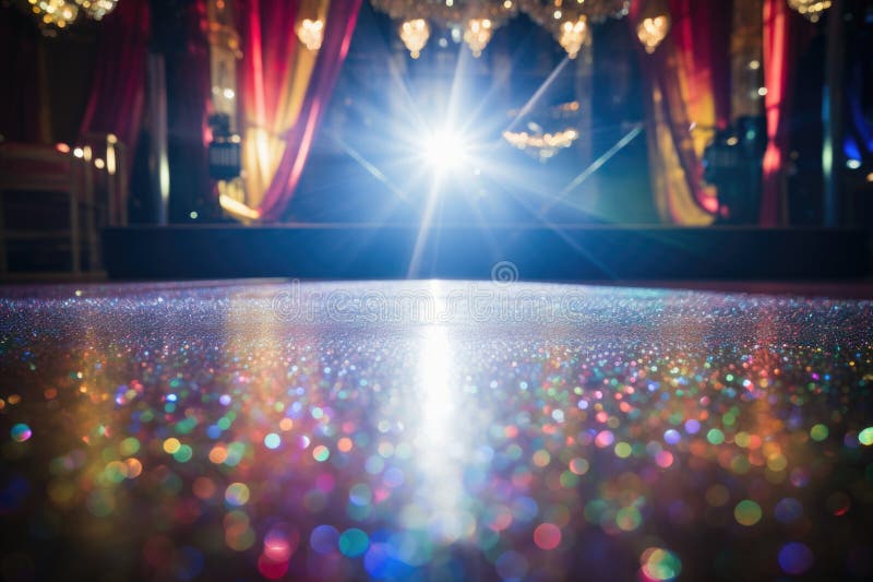 Sparkly Ballroom Dance Floor Under Vibrant Stage Lights Stock Image ...