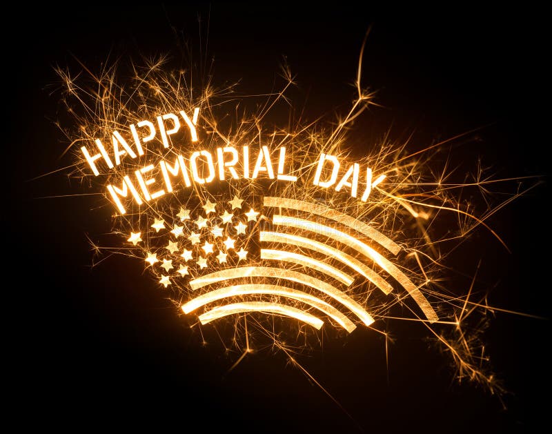 Sparkly HAPPY MEMORIAL DAY Title with Flag Stock Image - Image of dark ...