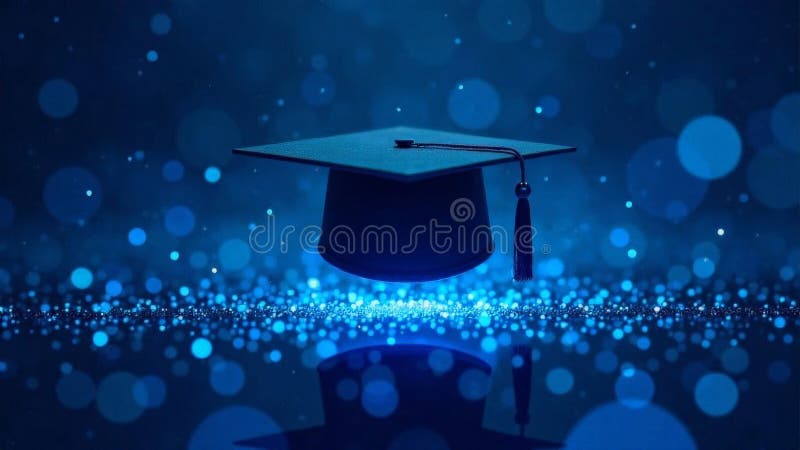 Sparkly Magic Graduation Hat with Bokeh Stock Illustration ...