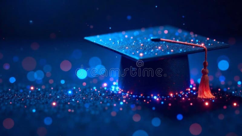 Sparkly Magic Graduation Hat with Bokeh Stock Illustration ...