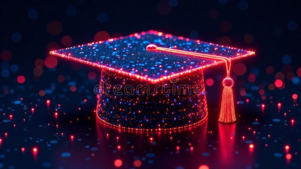 Sparkly Magic Graduation Hat with Bokeh Stock Illustration ...
