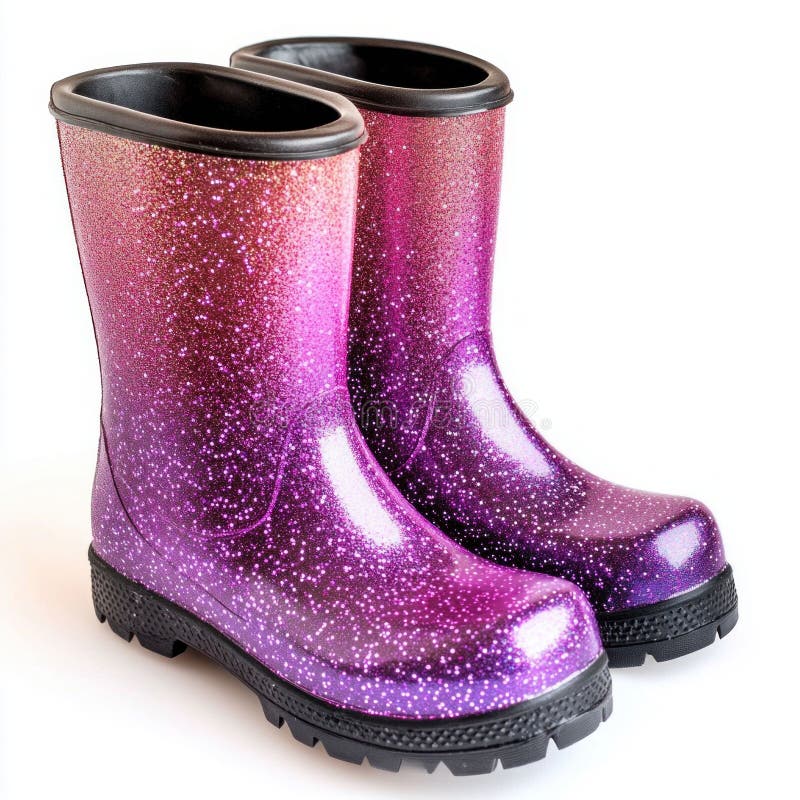 Sparkly Purple Rain Boots with Starry Patterns Stock Illustration ...