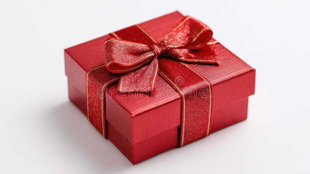 Sparkly Red Gift Box with Bow on White Background Stock Illustration ...