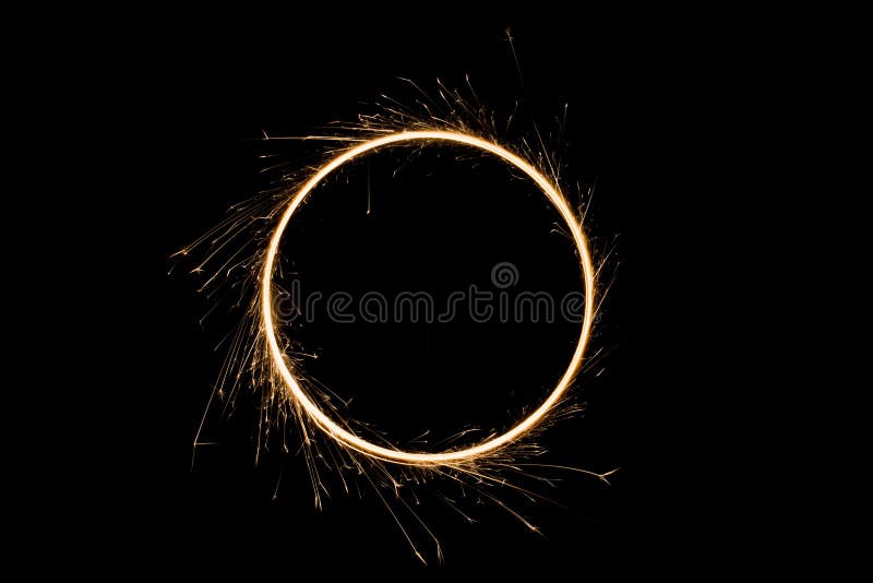 Sparks from the Circular Rotation of Lights on a Black Background Stock ...