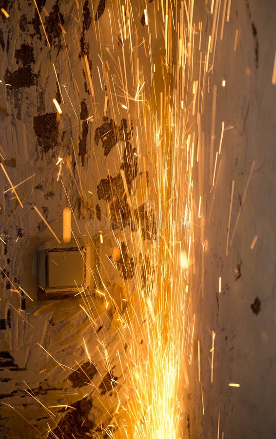 Sparks from Cutting Metal As a Background Stock Image - Image of spark ...
