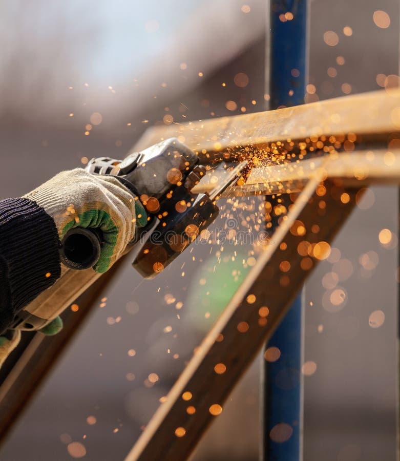 Sparks from Cutting Metal on the Rack Stock Photo - Image of process ...