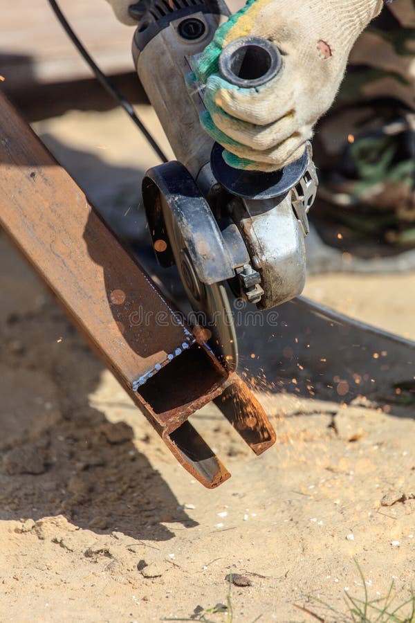Sparks from Cutting Metal on the Rack Stock Image - Image of metal ...