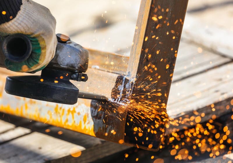 Sparks from Cutting Metal on the Rack Stock Photo - Image of control ...