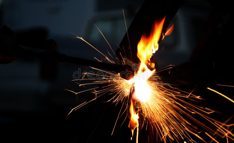 Sparks from Cutting Torch stock image. Image of worker - 7197089