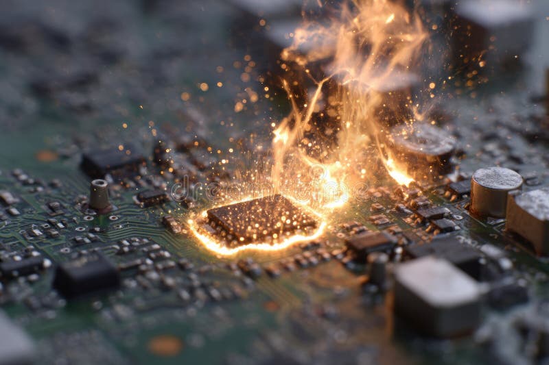 Circuit Board Experiences Electrical Failure with Sparks Igniting on a ...