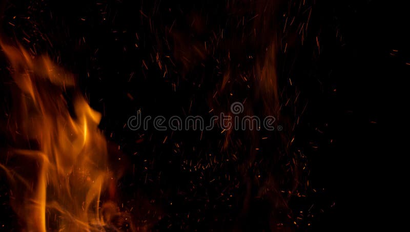 Sparks and Fire on a Black Background. Abstract Blurred Bonfire with ...
